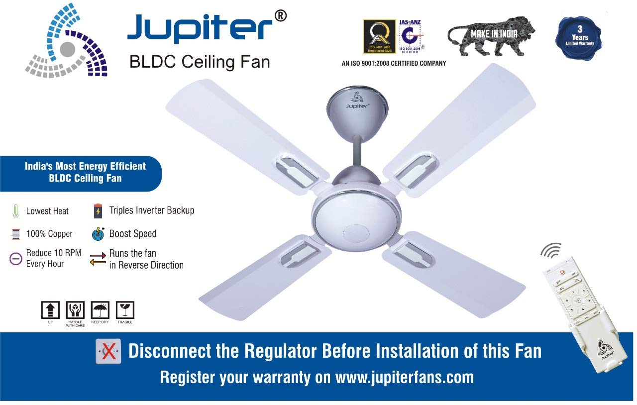 Buy Jupiter Bullet 5 Star Energy Saver Ceiling Fan with Remote Control ...