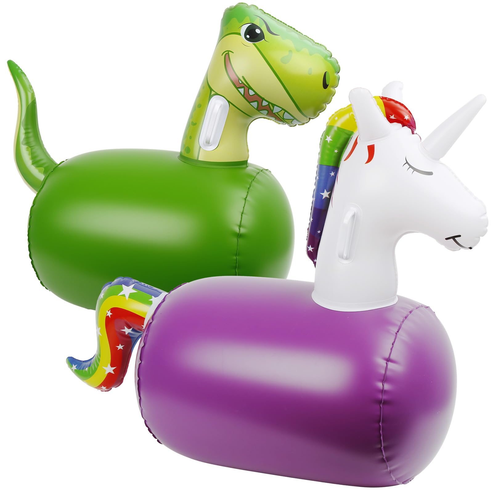 2 Packs Inflatable Bouncy Dinosaur and Unicorn Hopping Toy with Hand ...