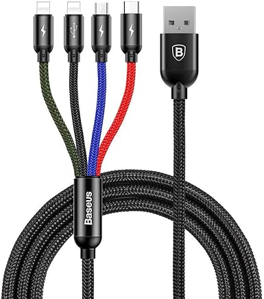 Baseus Multi Charger USB Data Cable iP&Micro USB&Type-C 4in1Charging ...