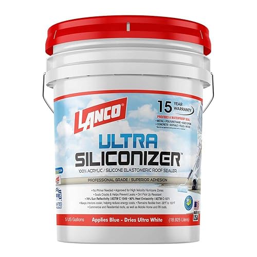 LANCO 5 Gal. Ultra Siliconizer 100% Acrylic Elastomeric Reflective Roof ...
