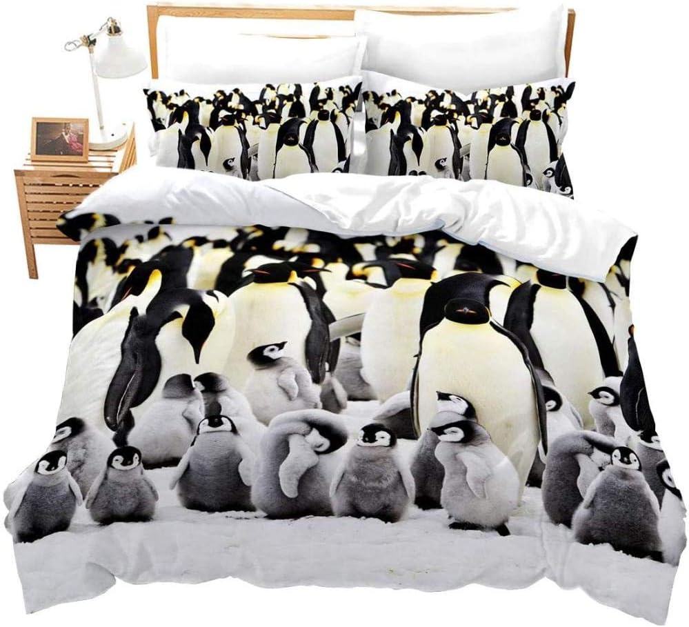 Dvvseso® Duvet Cover Glacier animal penguins and penguin cubs 3D ...
