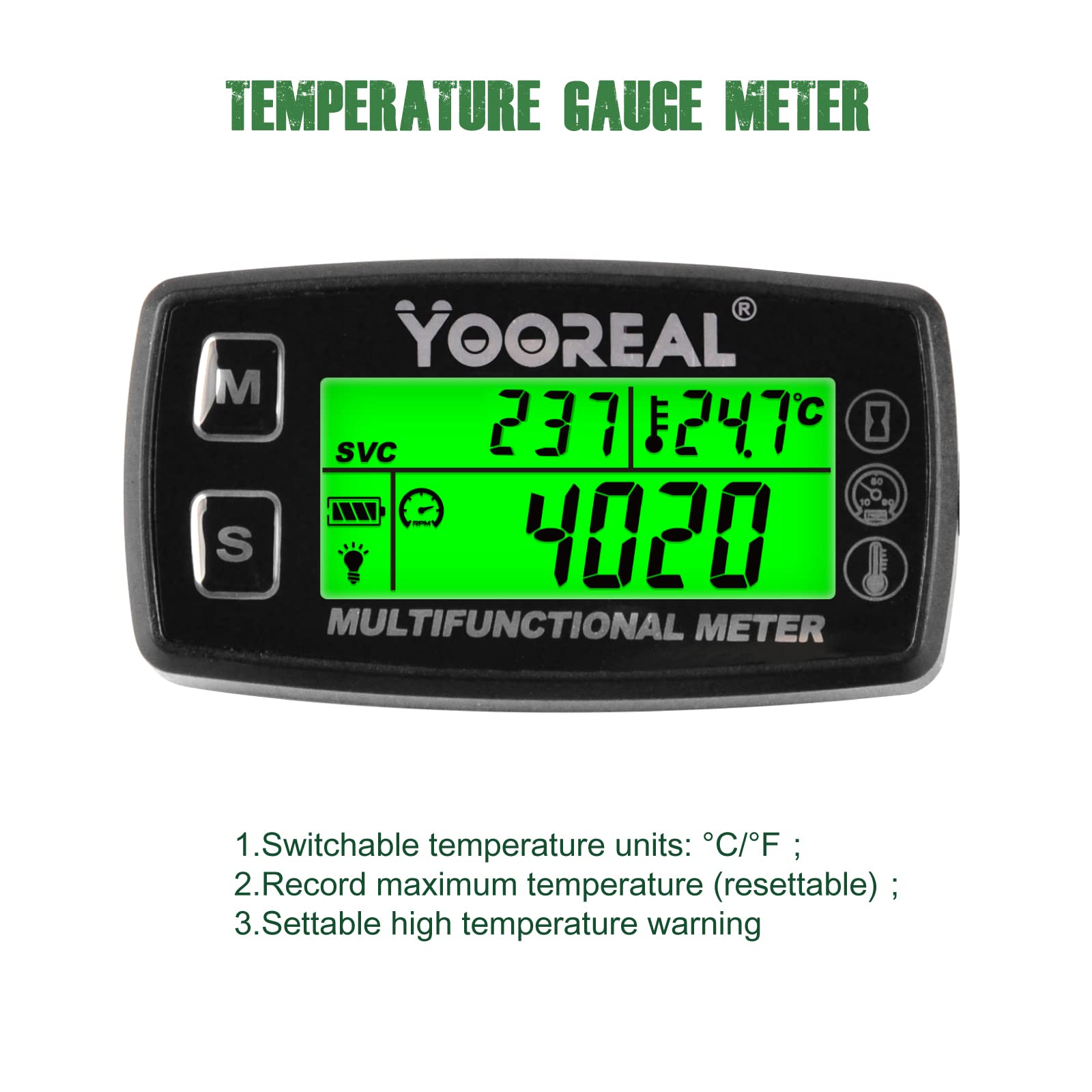 Mua Yooreal Digital Engine Temperature Gauge Meter,Tachometer and Hour ...