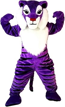 Amazon.com : Purple Tiger Cartoon Costume Mascot Plush with Mask for ...