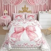 Amazon.com: Feelyou Pink Bowknot Comforter Set,Dreamy Princess Bowknot ...