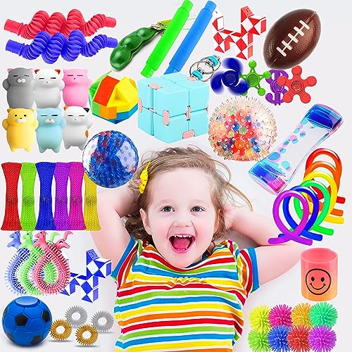 PP PHIMOTA Sensory Toys Set 55 Pack, Stress Relief Fidget Hand Toys for Adults and Kids, Sensory ...