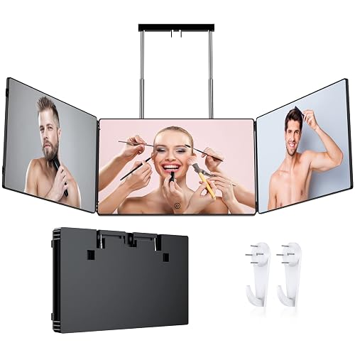 JINDUN 3 Way Mirror for Self Hair Cutting - Adjustable 360° Mirror with ...