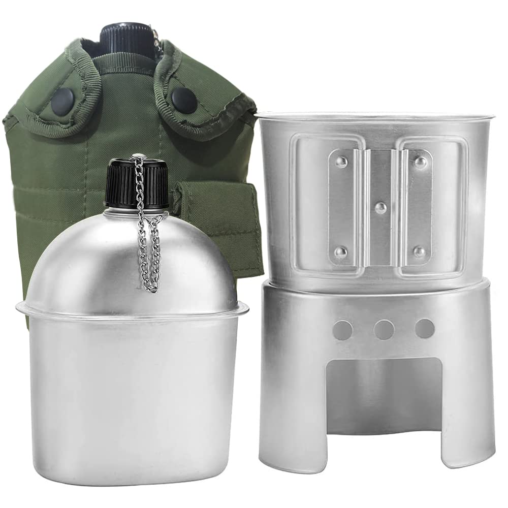 Tempsnow Aluminum Water Canteen Cup Stove Pouch Set Portable Military ...