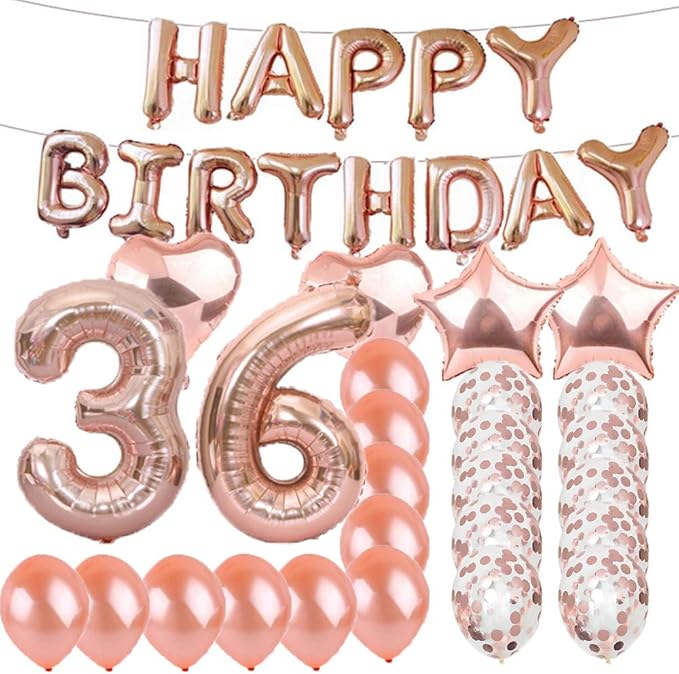 Amazon.com: Sweet 36th Birthday Decorations Party Supplies,Rose Gold ...