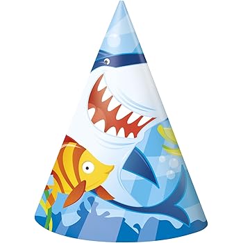 Amazon.com: Ocean Shark Party Hats, 8ct: Kitchen & Dining