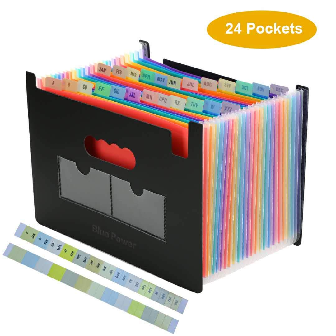Accordian File Organizer,24 Pockets Expanding File Folder with ...