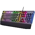 Amazon.com: Wired Gaming Keyboard, RGB Light Up Keyboard with Wrist ...