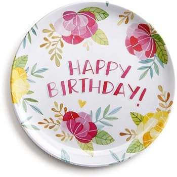 Amazon.com | DEMDACO Happy Birthday Melamine Giving Plate, Multicolor ...