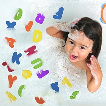 Bath Letters and Numbers with Bath Toy Organizer. Educational Bath Toys ...