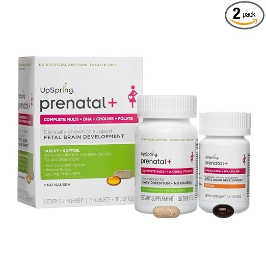 UpSpring Baby Natural Prenatal Multivitamin Plus Omega3 DHA, Choline ...