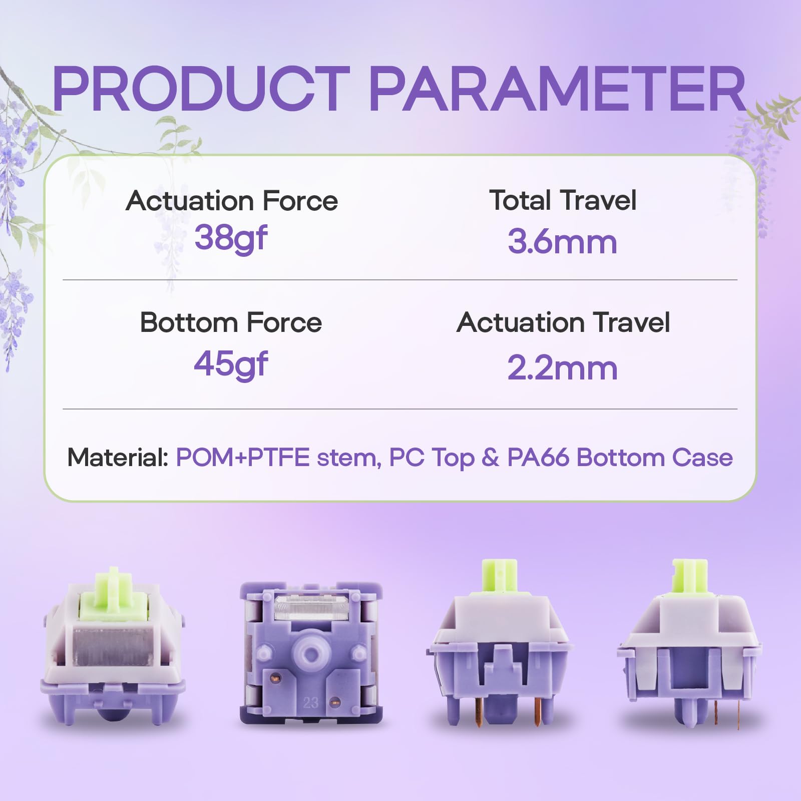 Mua EPOMAKER Wisteria V2 Linear 38gf Keyboard Switches Set, with Light ...