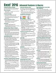 Amazon - Microsoft Excel 2016 Advanced & Macros Quick Reference Guide ...