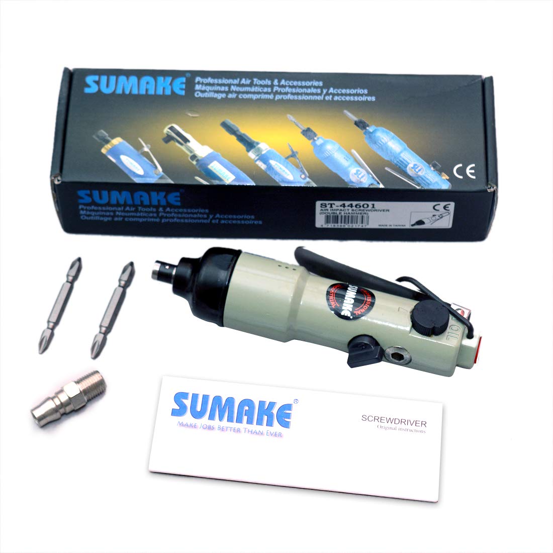 Sumake Air Impact Screwdriver with Quick Change Chuck 2 Hammer ...