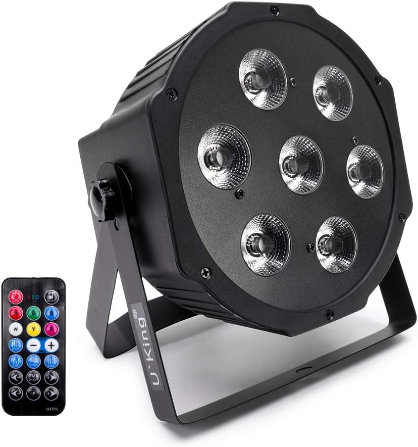 Amazon | UKing LED ステージライト 舞台照明 7 LED RGBW PAR スポットライト リモコン付き DMX512 ...