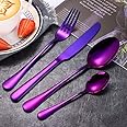 Silverware Set, 20-Piece Purple Flatware Cutlery Set Service for 4 ...