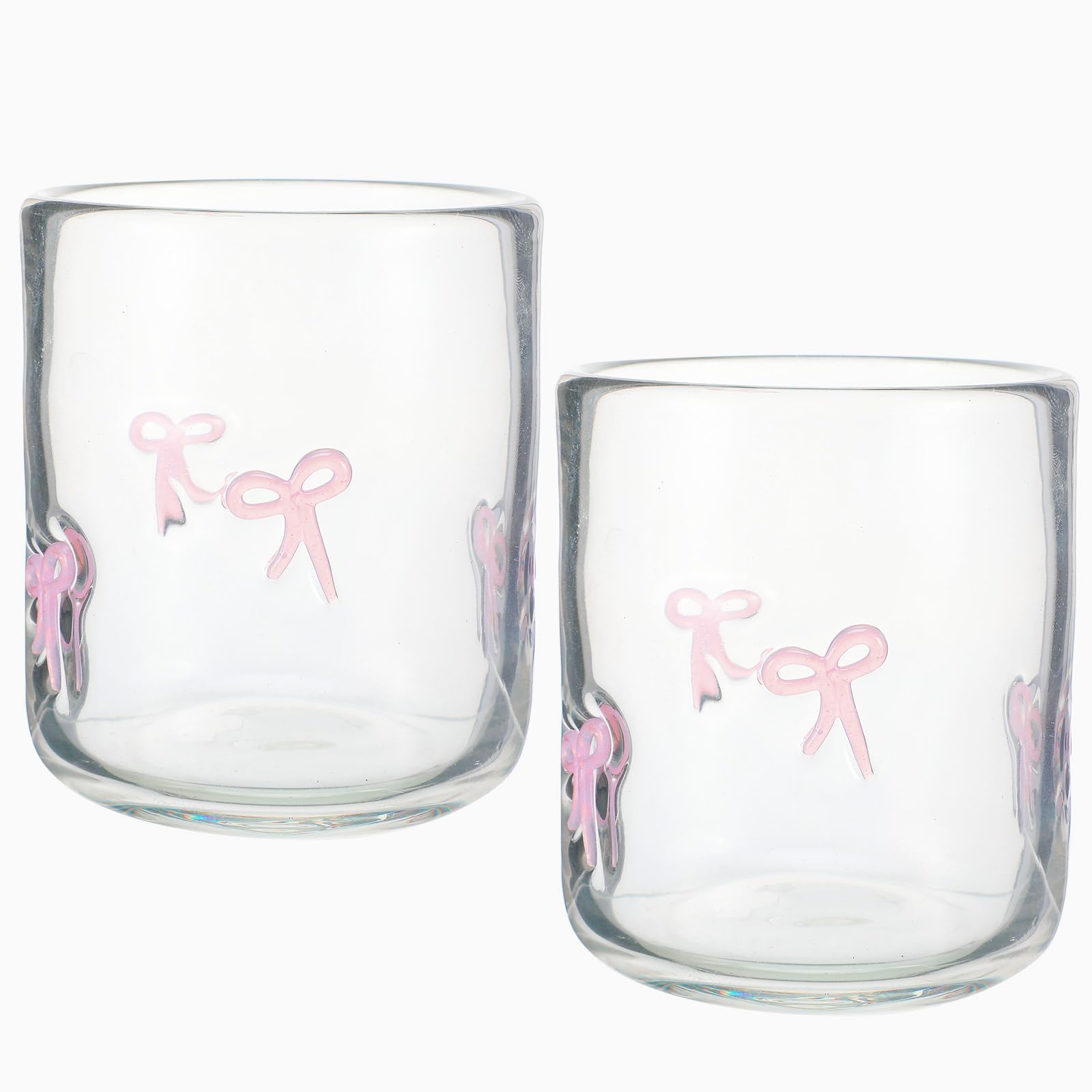 Skylety 2 Pack Bow Icon Juice Glass Coquette Bow Aesthetic Cup 14 ounce ...