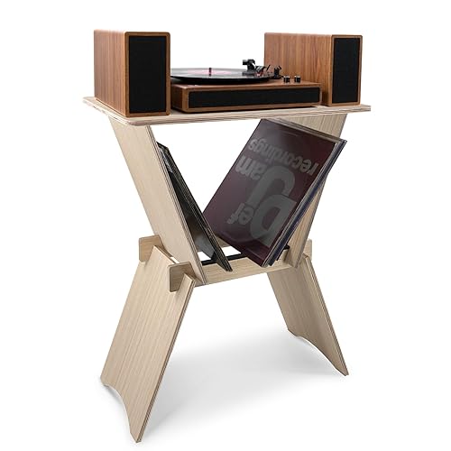 Record Player Stand with Record Storage Shelf, Solid Wood Turntable ...
