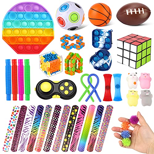 Fidget Toys Set with Push Pop Bubble Sensory Toys, 39 Pack Stress Relief and Anti-Anxiety Toys ...