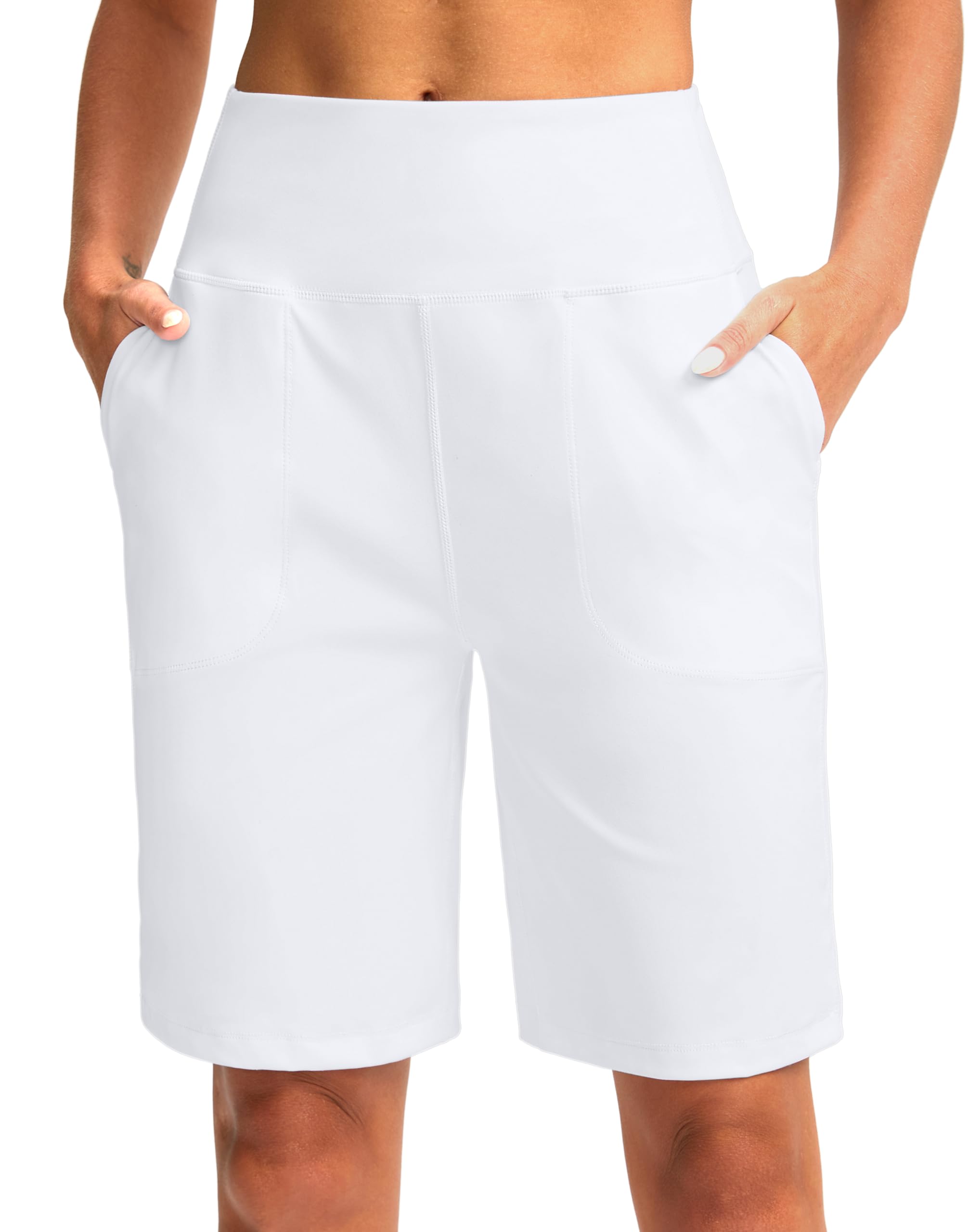 G Gradual Bermuda Shorts for Women 9" High Waisted 2 Big Pockets Long ...