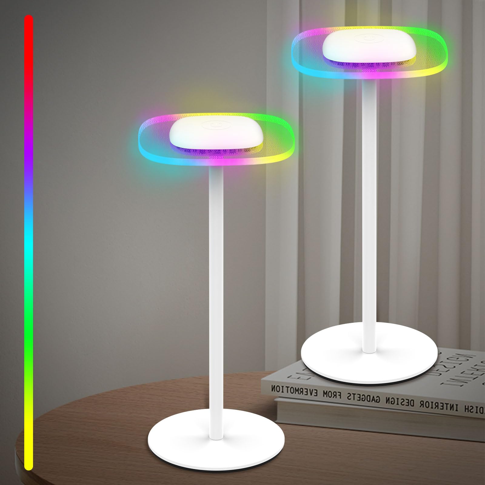 ERAY Small Touch Lamp, Cordless Rechargeable RGB Table Lamp with Memory ...