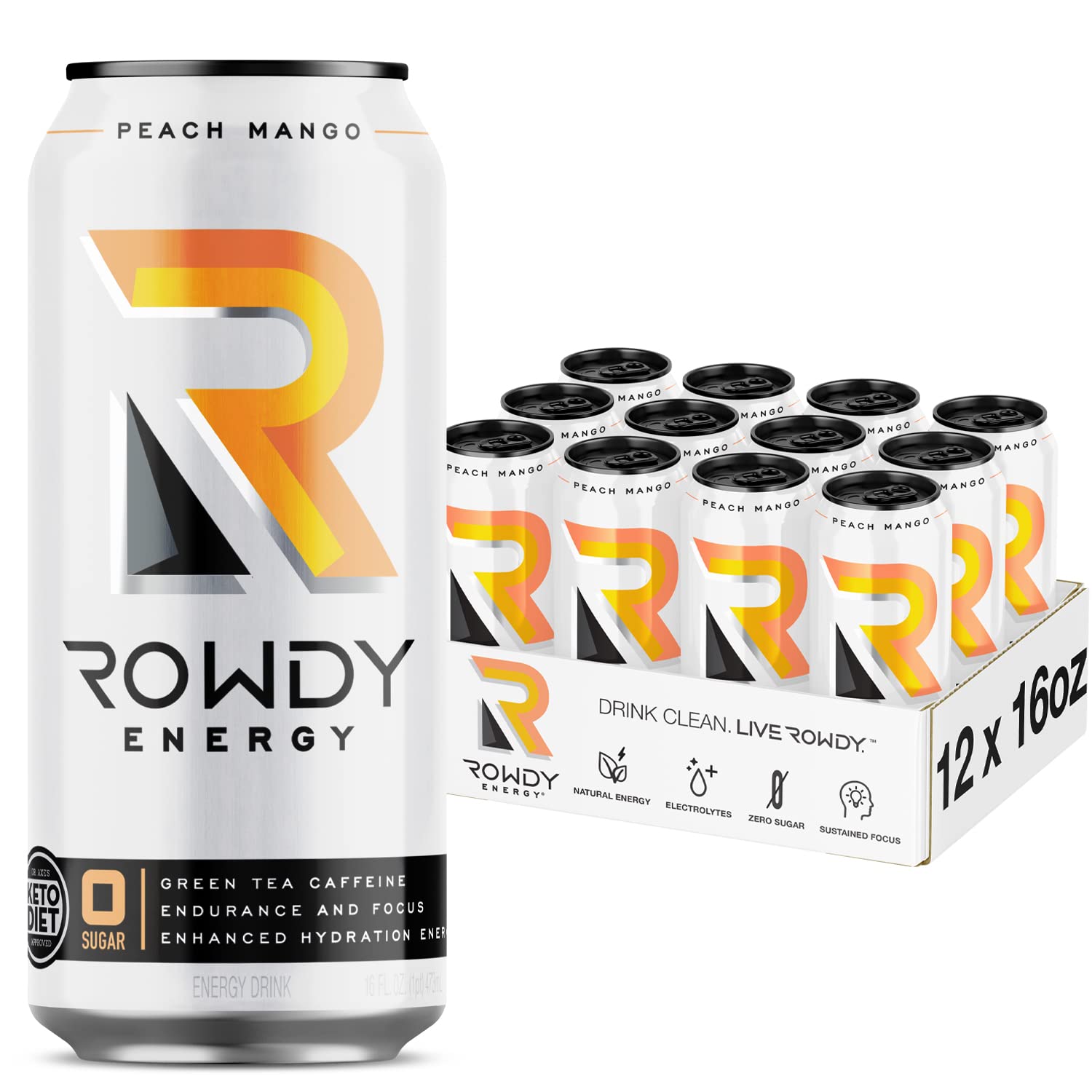 Mua Rowdy Energy Drink, Peach Mango, Sugar Free - Natural Caffeine ...