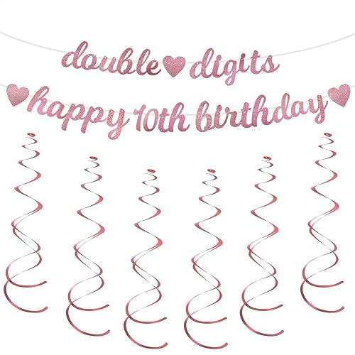Rose Gold Double Digits Birthday Decorations for Girls 10, 10th ...
