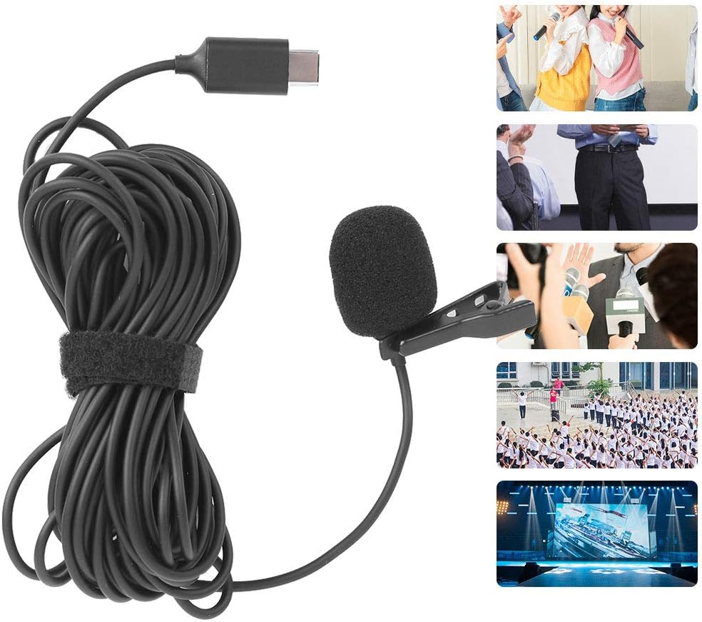 Clip-on Microphone Portable Lavalier Wire Microphone Mic 6m for USB Typ ...