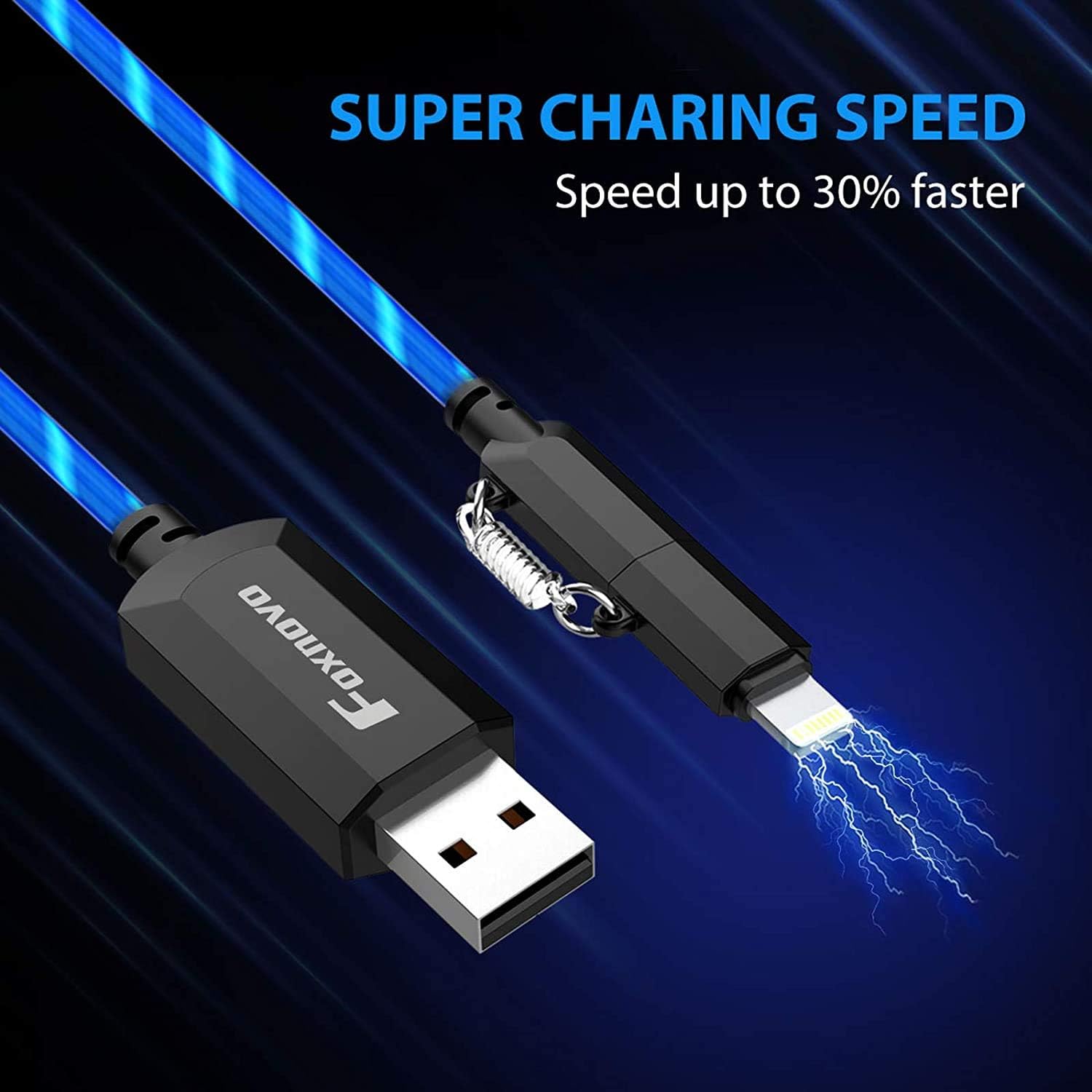 [Apple MFi Certified] Foxnovo Led iPhone Charger Cable, 2-in-1 Led ...