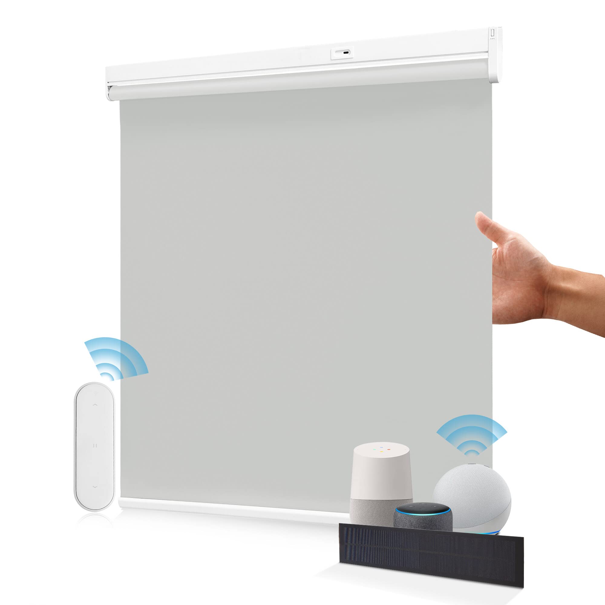 Allesin Motorized Roller Blinds Shade with Remote Control for Windows ...