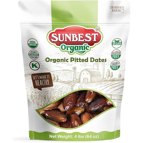 Deglet Noor Dates Organic - Pitted, Non-GMO, Kosher, Raw, Vegan Snack ...