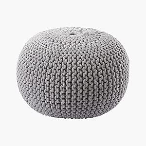 Amazon.com: Frelish Decor Round Pouf Foot Stool Bean Bag Ottoman | Knit ...