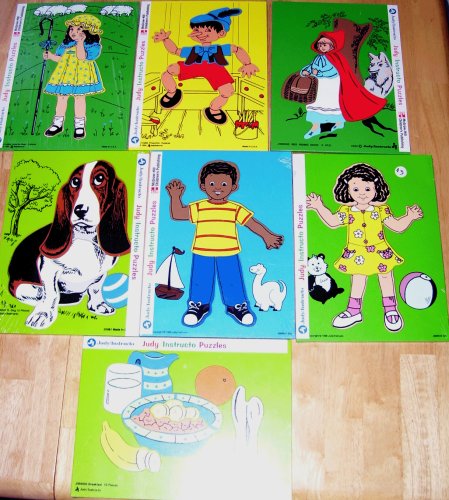 JUDY INSTRUCTO Wooden Jigsaw Puzzles Set 7 Bo Beep, Riding Hood ...