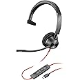 Amazon.com: Poly Blackwire 3310 Wired Headset (Plantronics) – Flexible ...