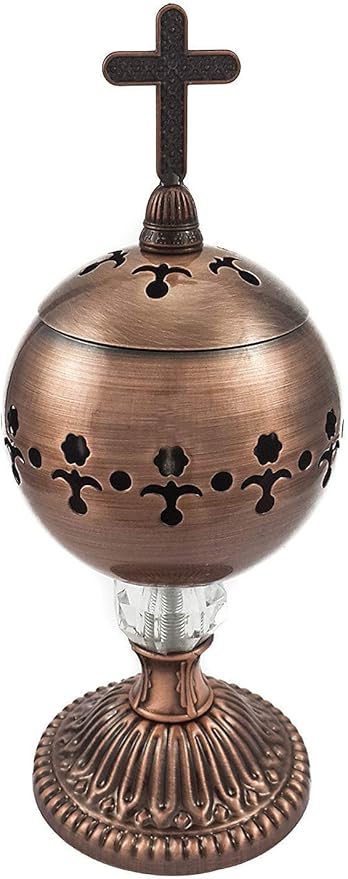 Nazareth Store Christian Incense Burner Cross Shaped Bronze Censer ...