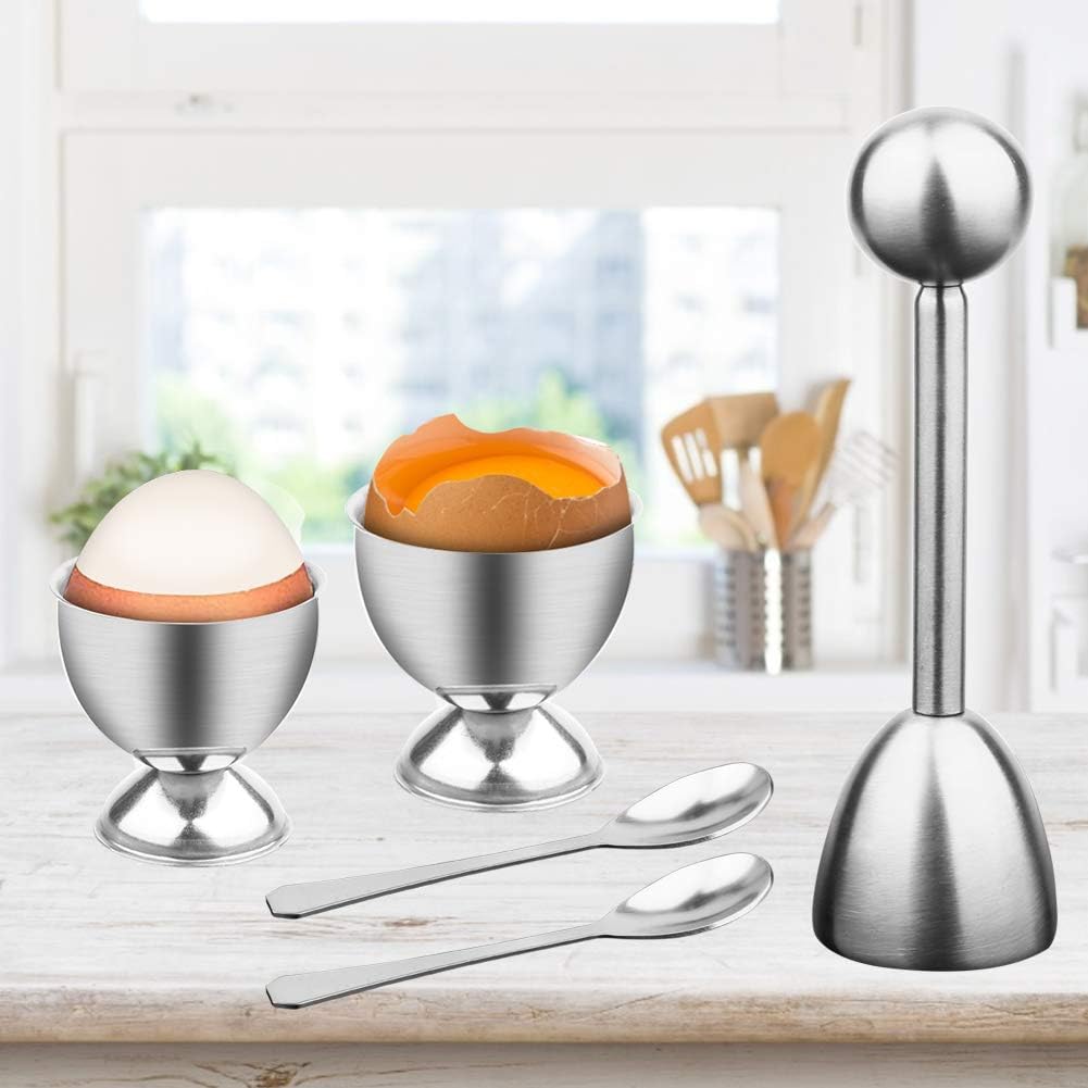 Soft Hard Boiled Egg Cutter Topper Set Egg Cracker with Including 2 Cup ...
