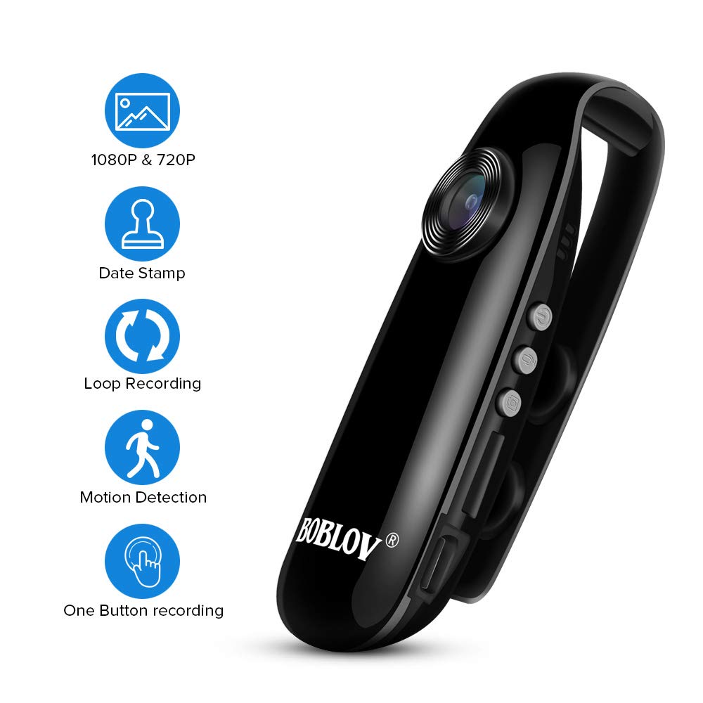 BOBLOV 1080P Mini Small Camera with Back Clip Body Cameras Recording ...