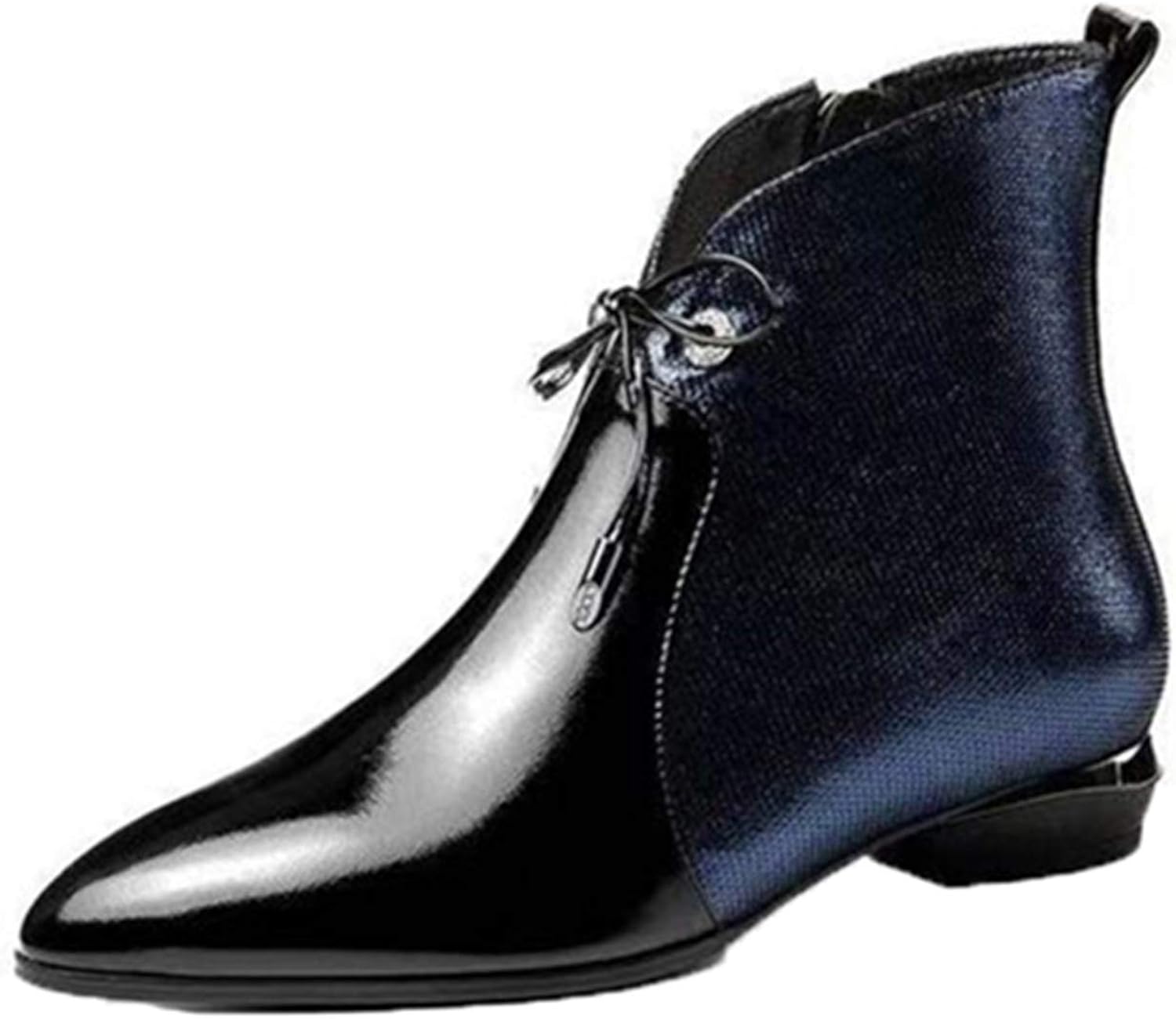 Shouda Femme Bout Pointu Bottines Mode à Lacets Talon Bas Chaussures en ...