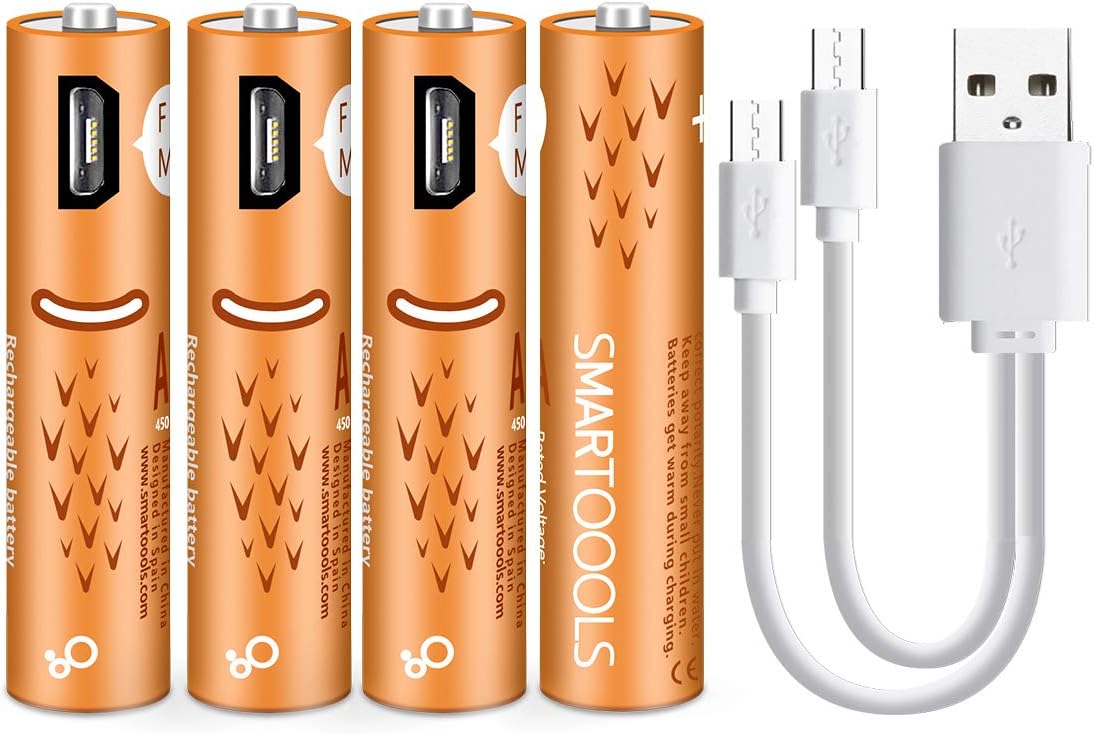 Pilas Recargables AAA,Elzle USB Pilas AAA 450 mAh con Puertos USB Alta ...
