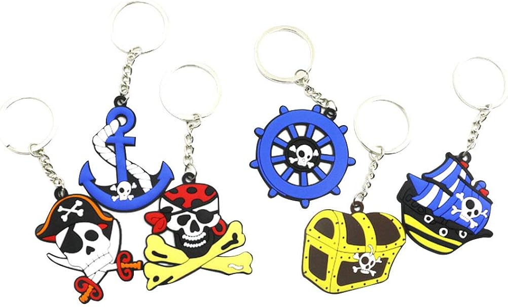 NUOBESTY Halloween Pirate Theme Keychains Soft Silicone Keychain Car ...