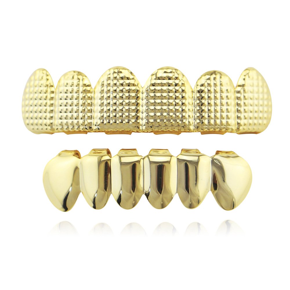 Mua 18k Gold Plated Grills Hip Hop Teeth Grillz Caps Top and Bottom Set ...