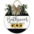 Amazon.com : Rustic Hanging Wooden Signs Bathroom Sign Sunflowers Wood ...