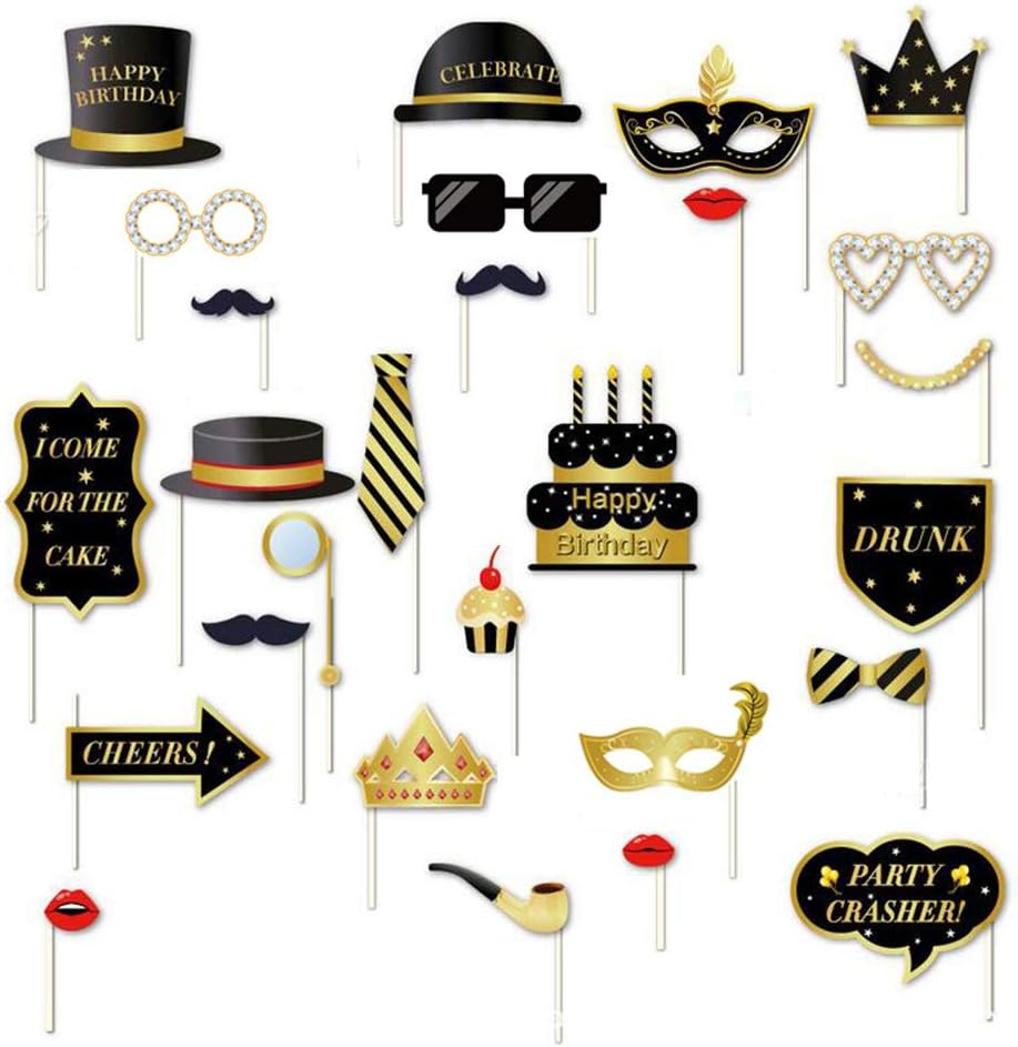 Photo Booth Props Birthday, 44pcs Funny Birthday Selfie Props Party ...