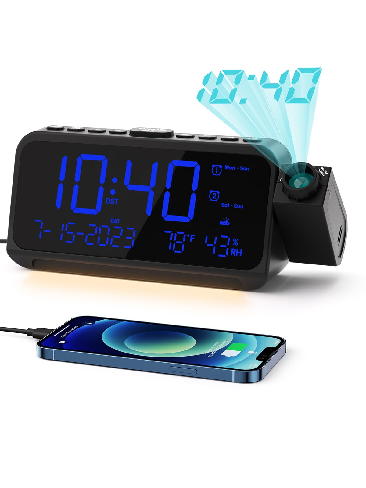 Mua ROCAM Projection Alarm Clock for Bedroom, Digital Clock with ...