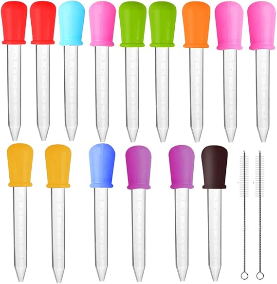 15 PCS Liquid Droppers, Silicone and Plastic Eye Droppers Pipettes 5ML ...