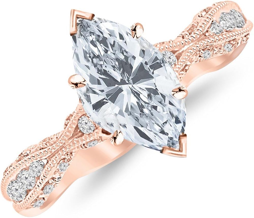 1.25 Ctw Marquise Cut Channel Set Eternity Curving 14K White Gold ...