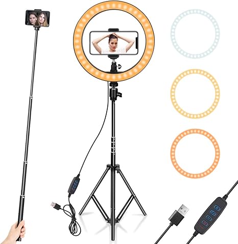 Ring Light 10" with Tripod Stand & Phone Holder for: Amazon.co.uk ...